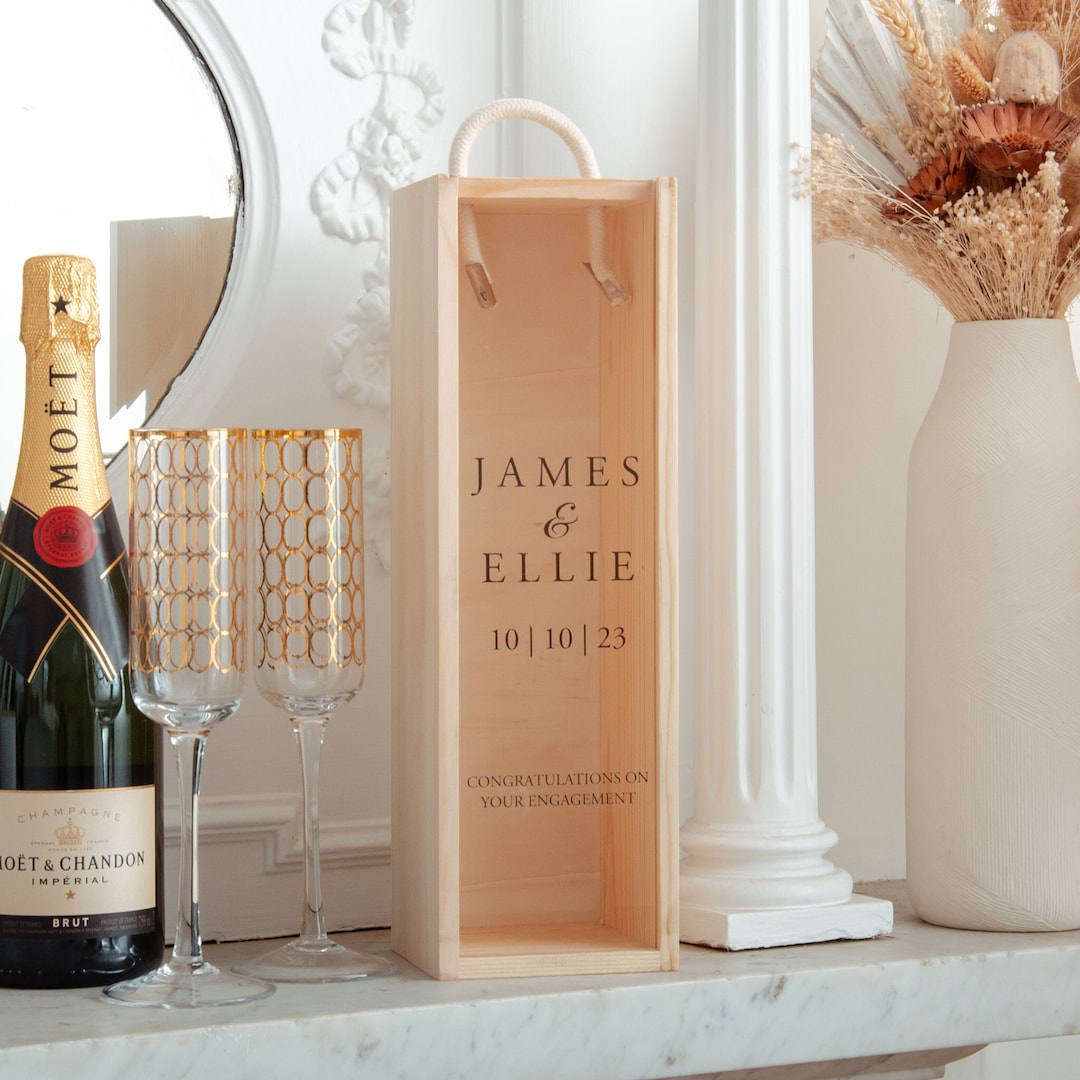 Personalised Wedding Bottle Box Personalised Engagement Wedding Gift ...