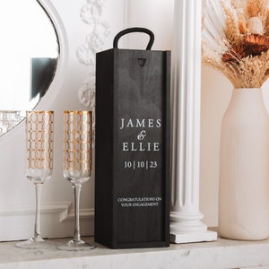 Personalised Wedding Bottle Box | Engagement Champagne Wooden Box ...