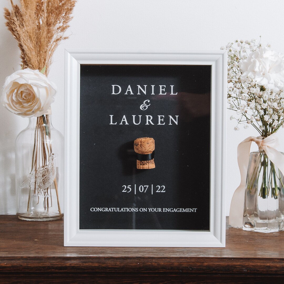 First Toast Cork Saver Memory Box Frame Engagement Couple Wedding Gift ...