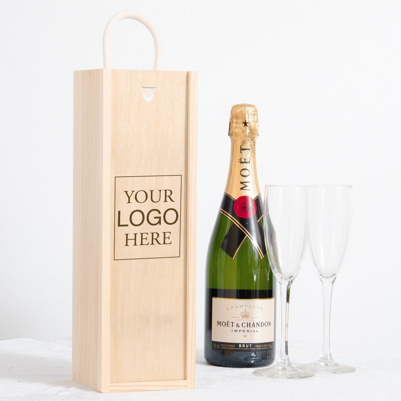Personalised Logo Bottle Box | Custom Champagne Wooden Box | Corporate ...