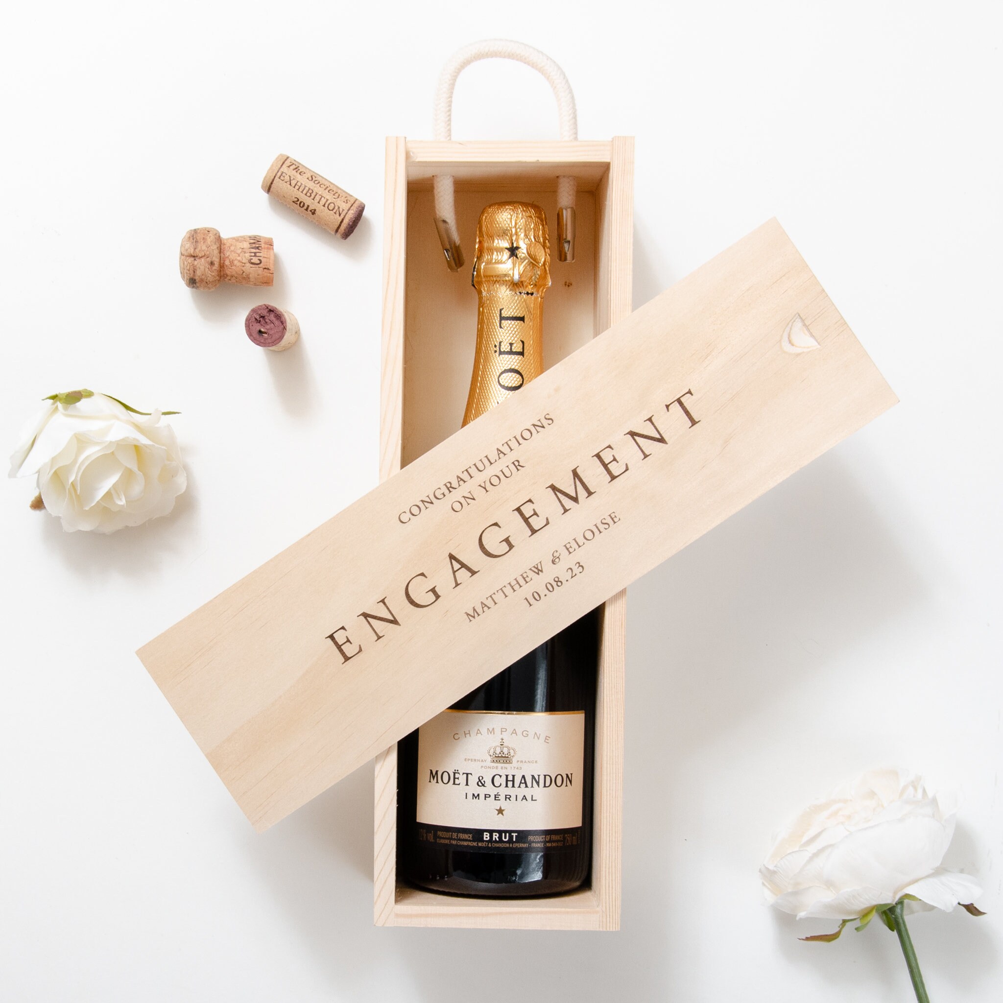 Personalised Engagement Champagne Wooden Box | Wedding Keepsake for ...
