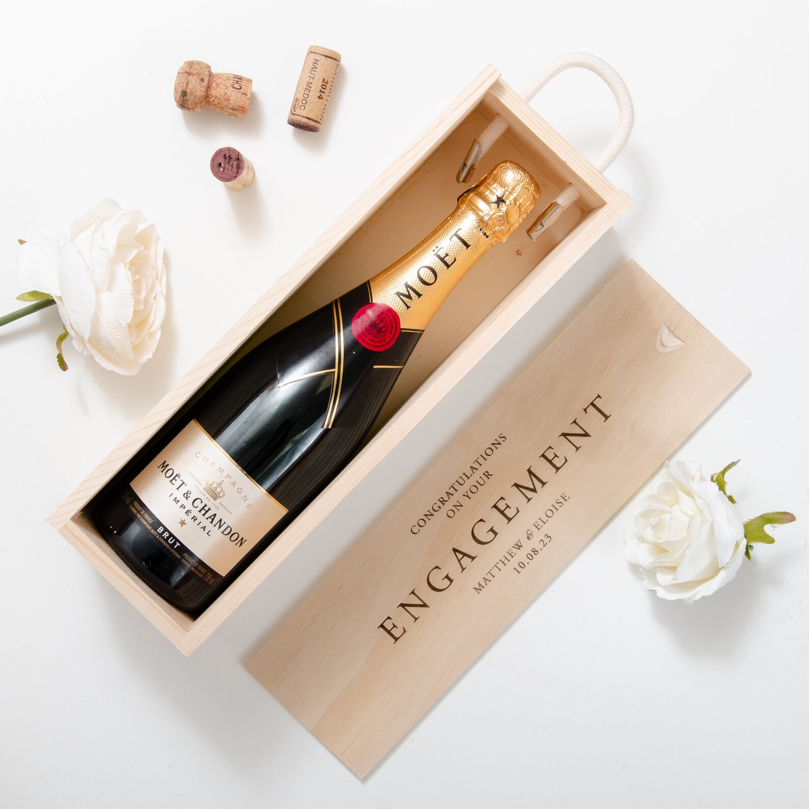 Personalised Engagement Champagne Wooden Box | Wedding Keepsake for ...