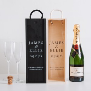 Personalised Wedding Bottle Box | Engagement Champagne Wooden Box ...