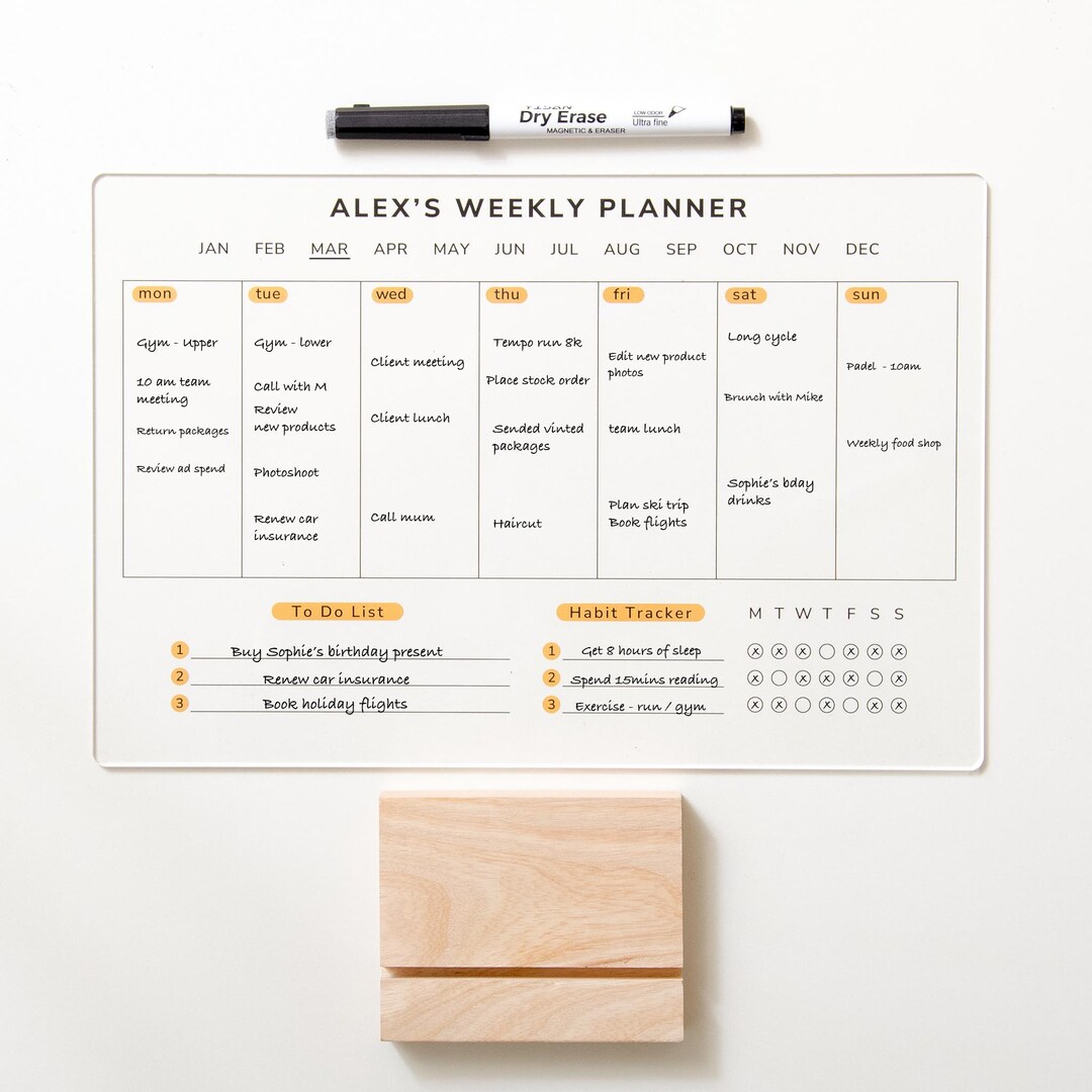 Weekly Planner Sign Weekly Planner Habit Journal Stand Desk Organiser ...