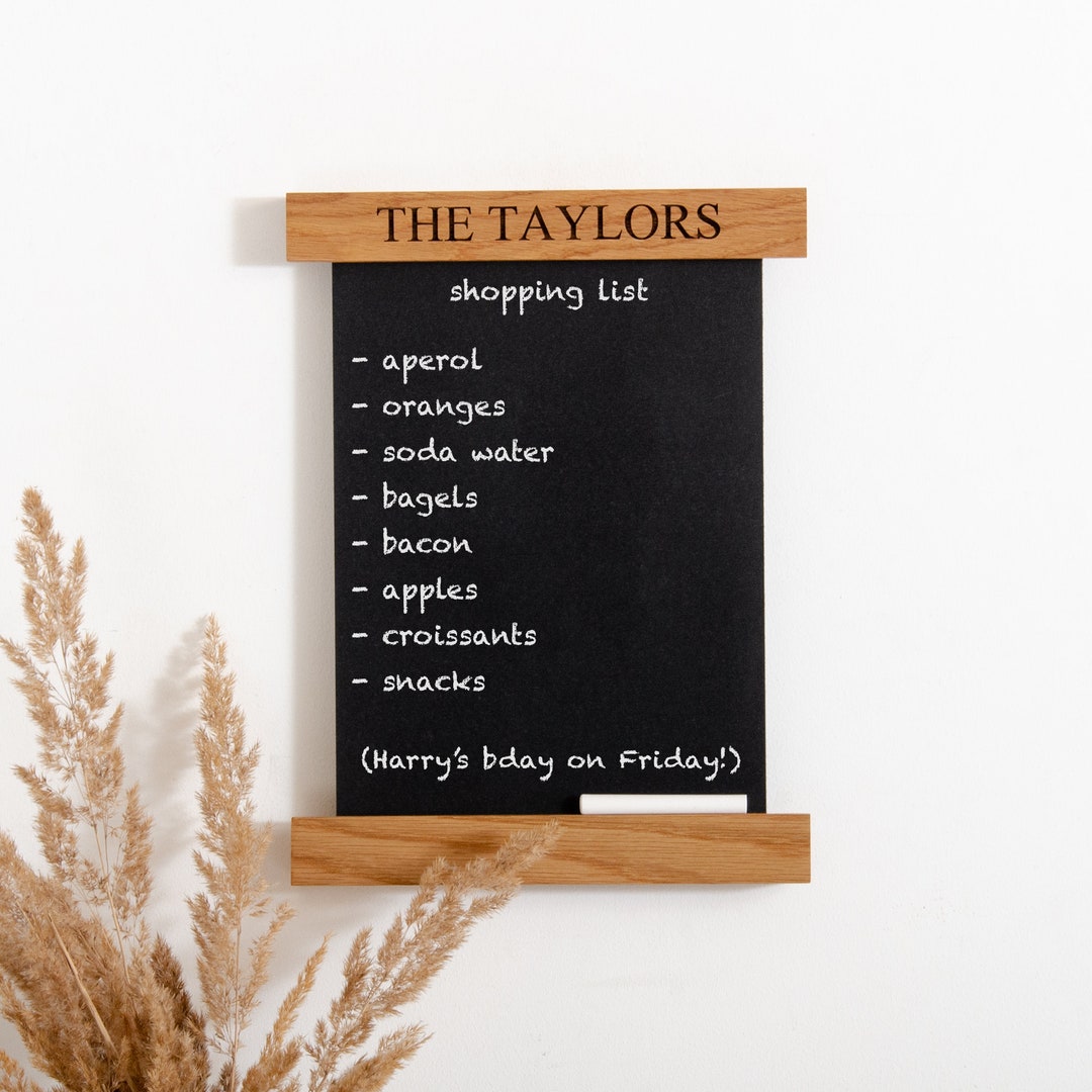 Personalised Chalkboard Wooden Family Kitchen Chalkboard Floating ...