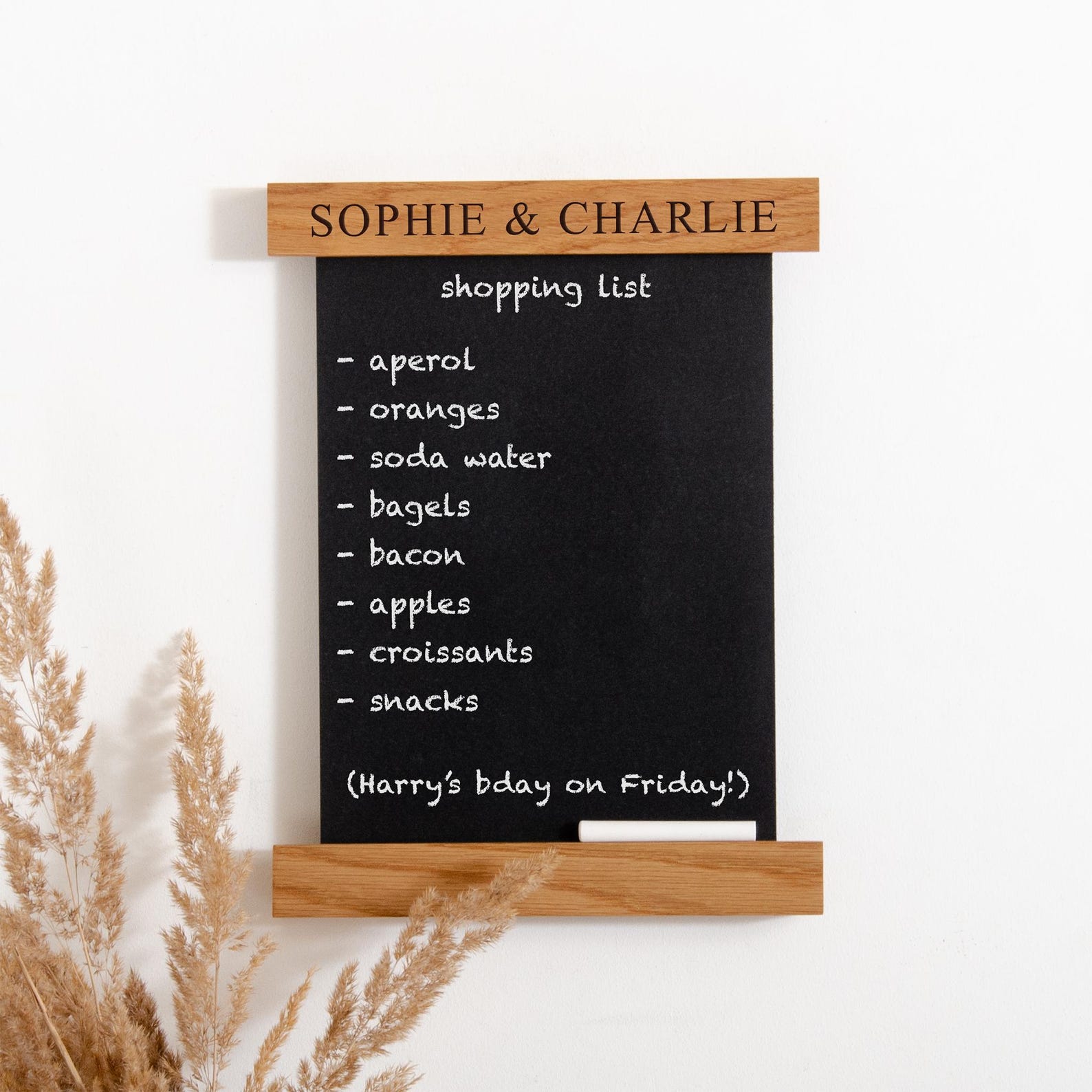 Personalised Wooden Chalkboard | Family Kitchen Notice Board | Floating ...