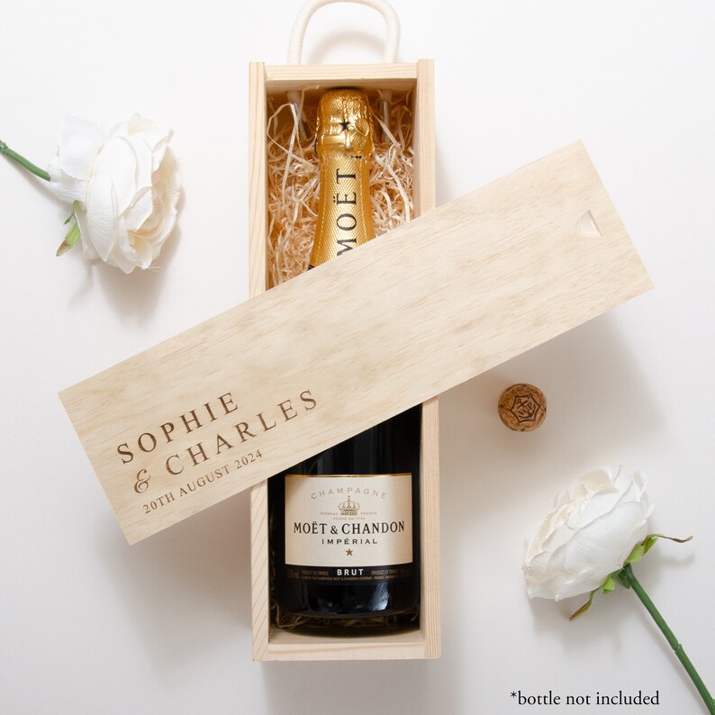 Personalised Wedding Bottle Box | Engagement Champagne Wooden Box ...