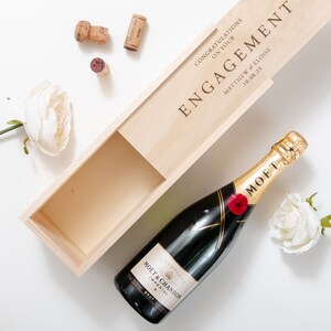Personalised Engagement Champagne Wooden Box | Wedding Keepsake for ...