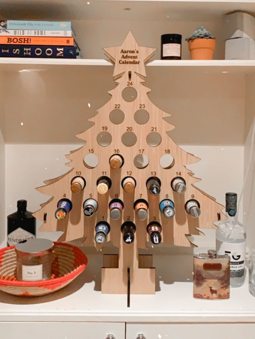 Personalised Advent Calendar for Drinks Oak Christmas Tree - Etsy UK