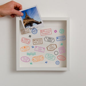 Adventures Memory Box Personalised Plane Stamps Travel Frame Ticket ...