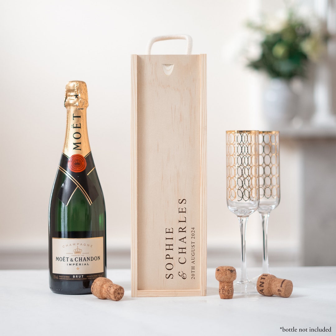 Personalised Wedding Bottle Box | Engagement Champagne Wooden Box ...