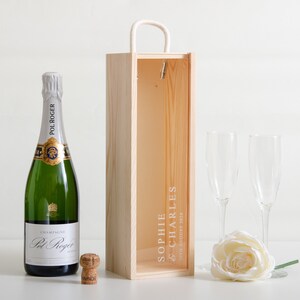 Personalised Wedding Bottle Box | Engagement Champagne Wooden Box ...