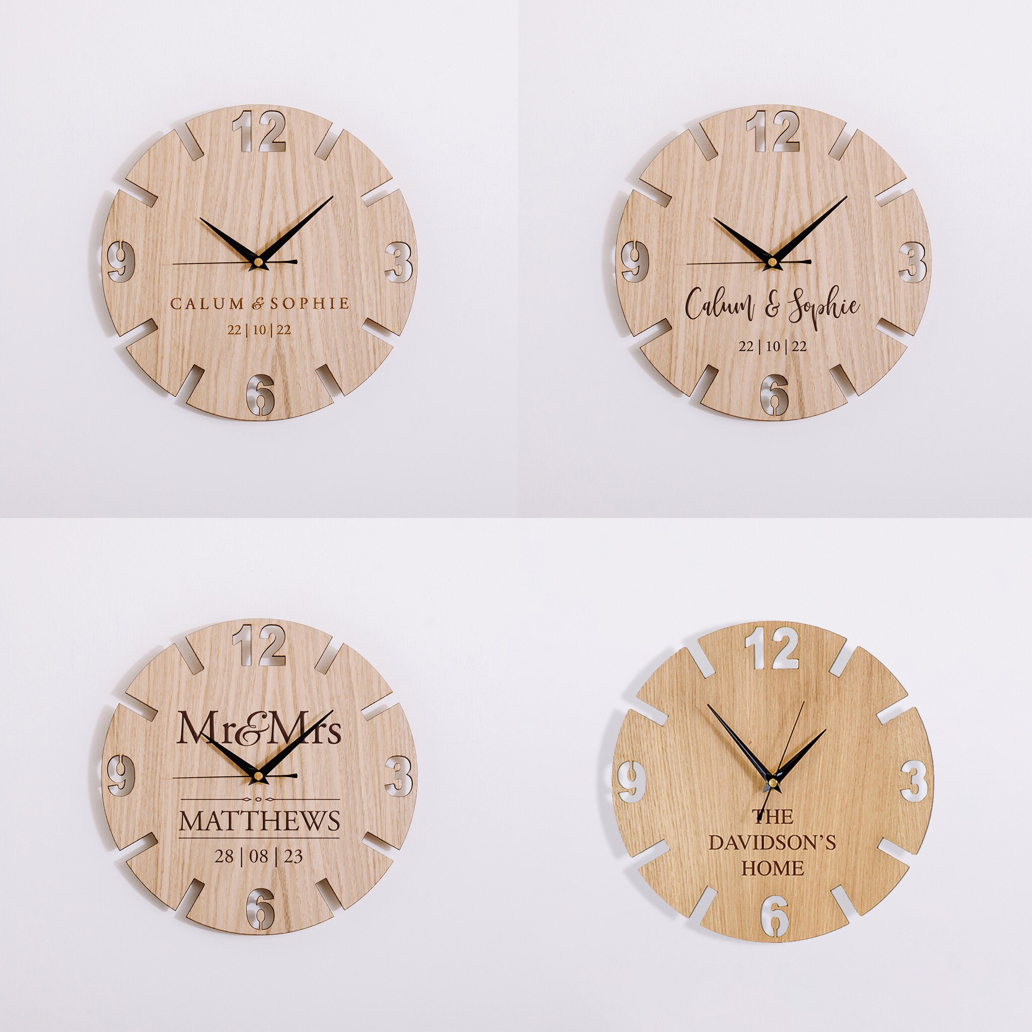 Personalised Wooden Family Clock House Clock New Home Wedding - Etsy UK