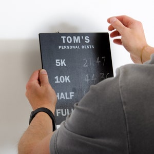 Personalised Medal & Running Time Chalkboard | Runner Gift | Marathon ...