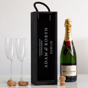 Personalised Engagement Bottle Box Personalised Engagement Gift Present ...