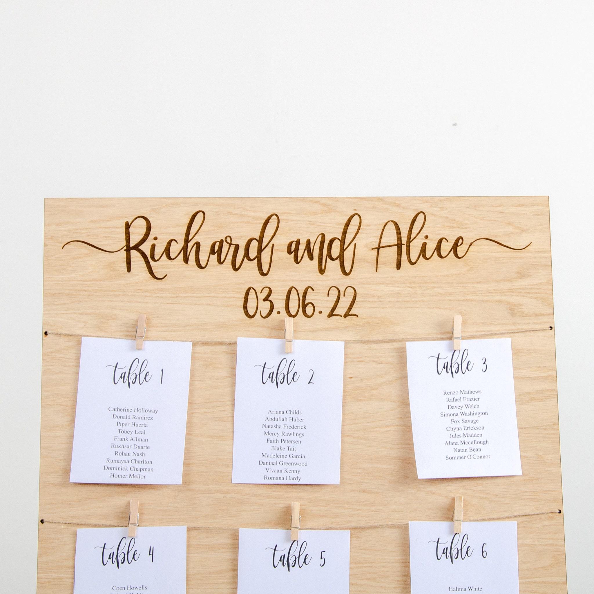 Personalized Wooden Wedding Table Plan Sign With Clips - Etsy UK