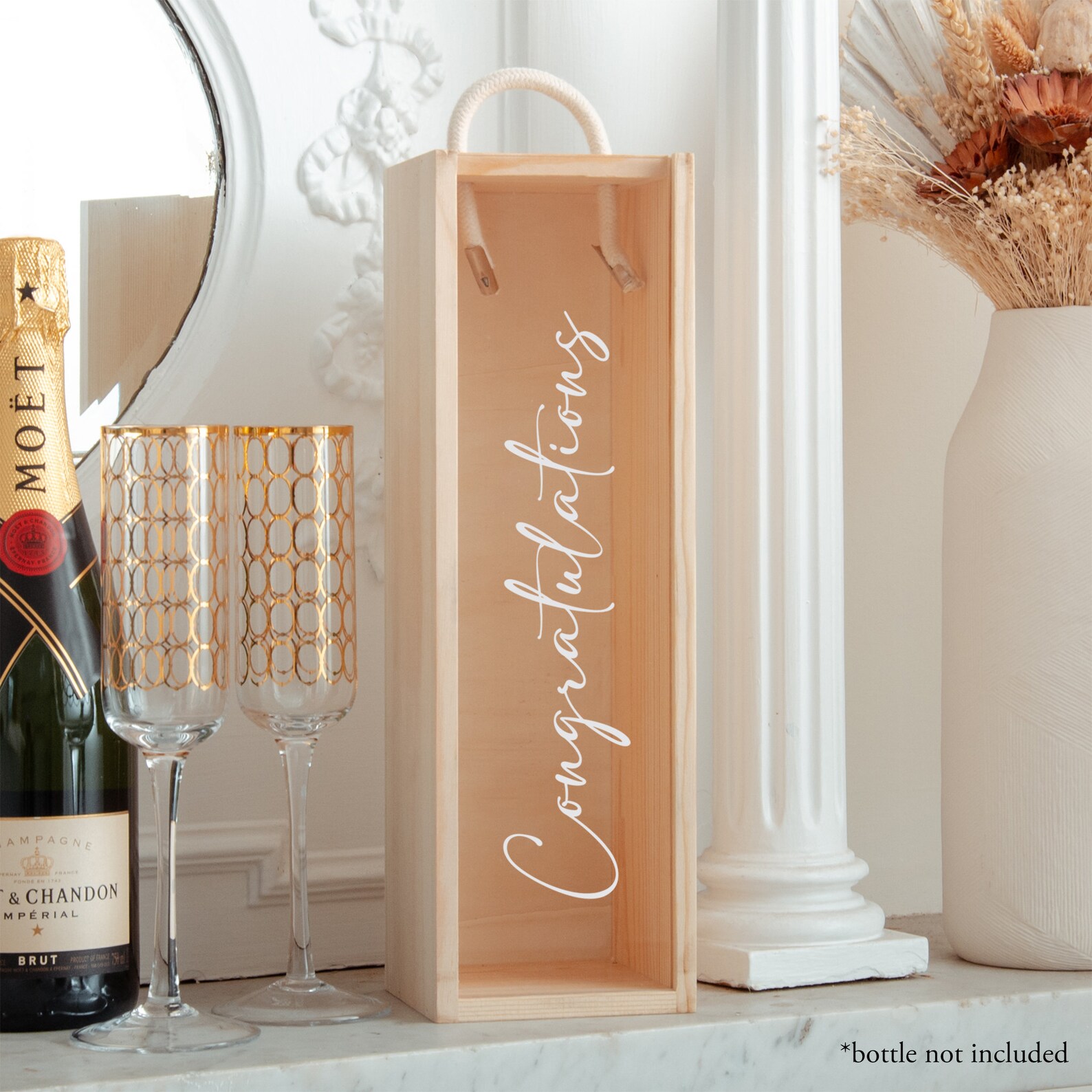 Personalized Congratulations Wine Bottle Box, Engraved Wooden Gift - Etsy