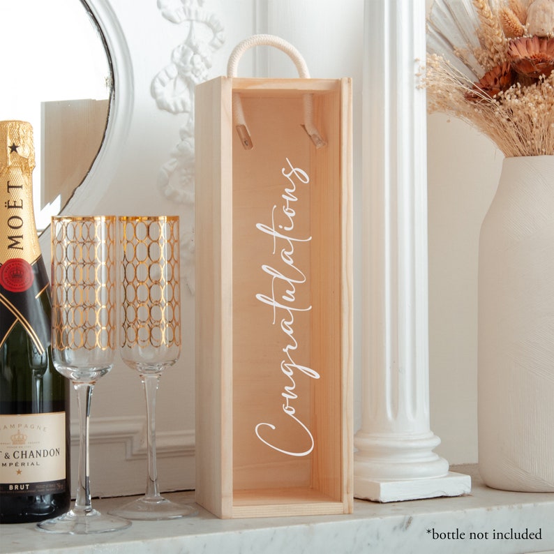 Personalized Congratulations Wine Bottle Box, Engraved Wooden Gift - Etsy