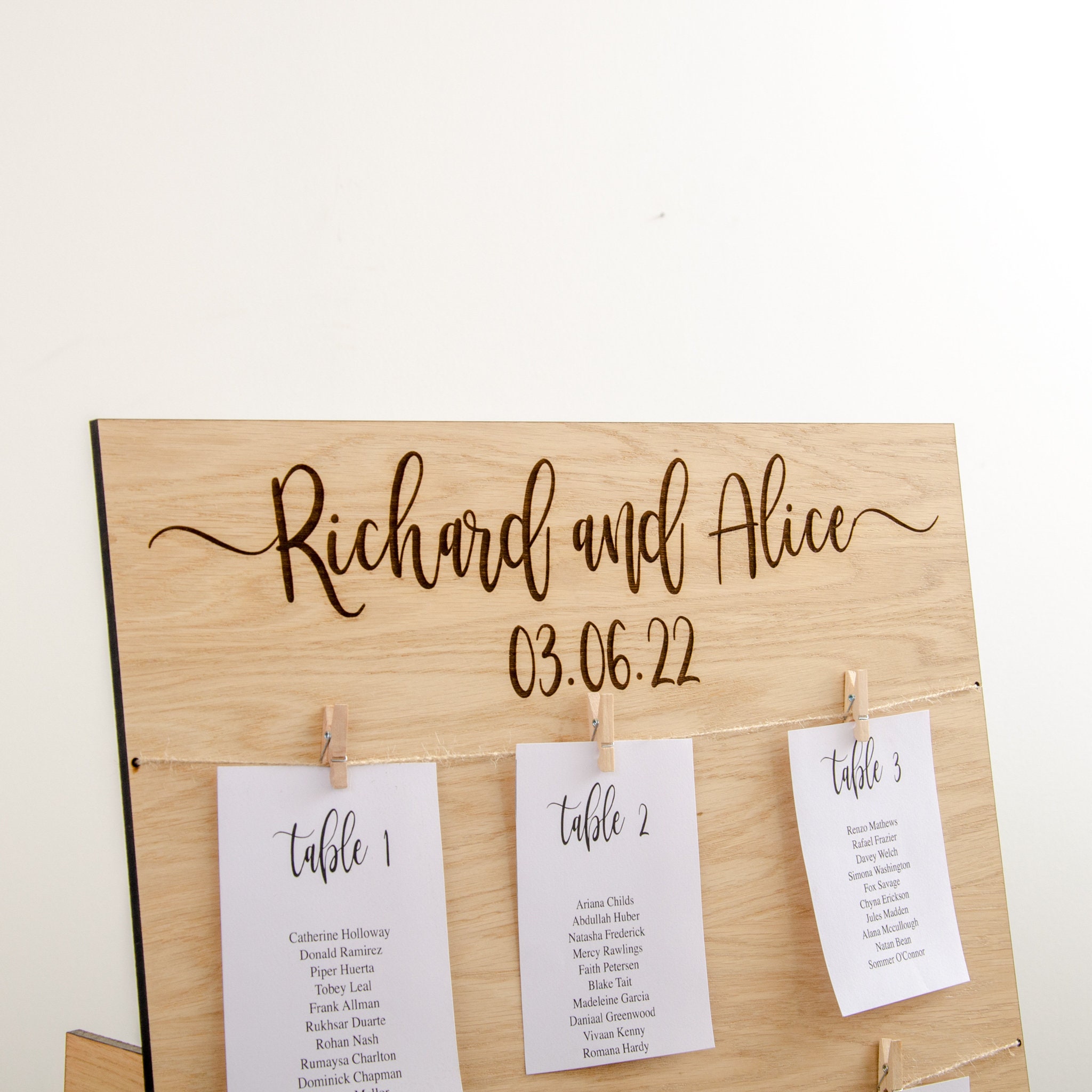 Personalized Wooden Wedding Table Plan Sign With Clips - Etsy UK