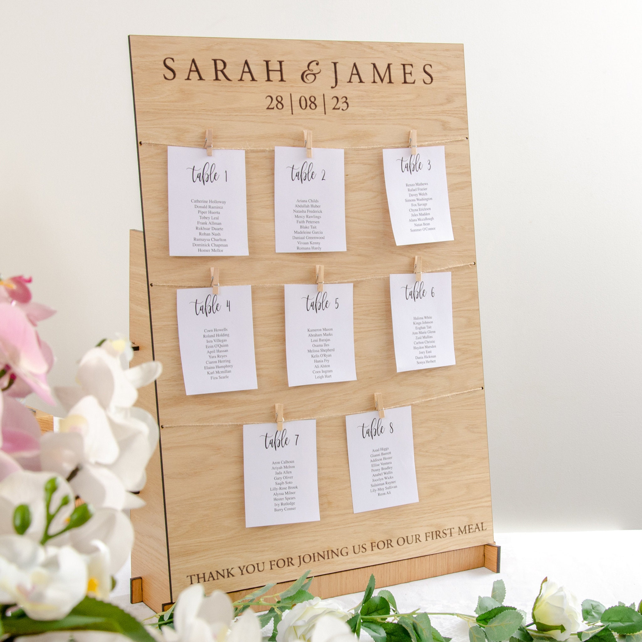 Personalized Wooden Wedding Table Plan Sign With Clips - Etsy UK