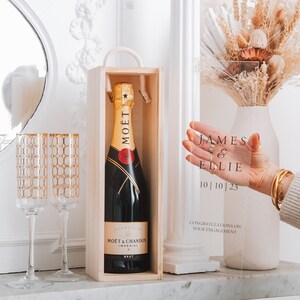Personalised Wedding Bottle Box | Engagement Champagne Wooden Box ...