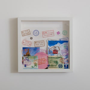 Adventures Memory Box Personalised Plane Stamps Travel Frame Ticket ...