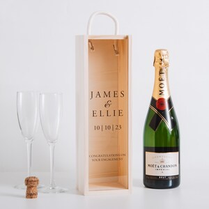 Personalised Wedding Bottle Box | Engagement Champagne Wooden Box ...