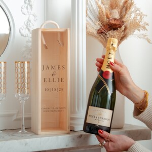 Personalised Wedding Bottle Box | Engagement Champagne Wooden Box ...