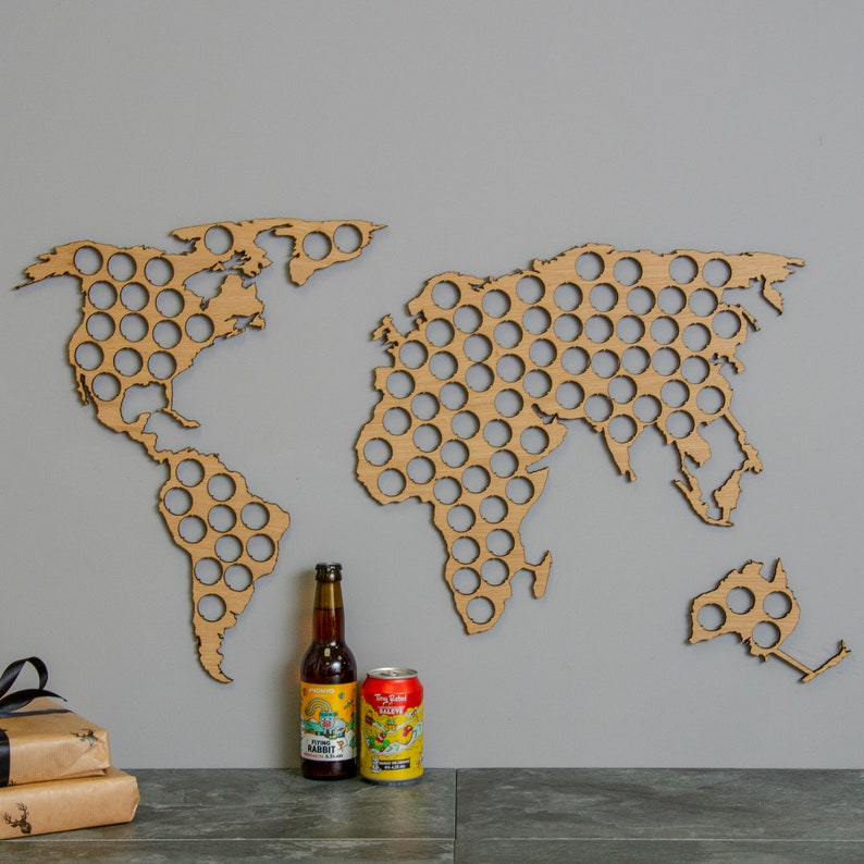 Beer Cap World Map Beer Bottle Cap Holder Beer Gifts for Him | Etsy