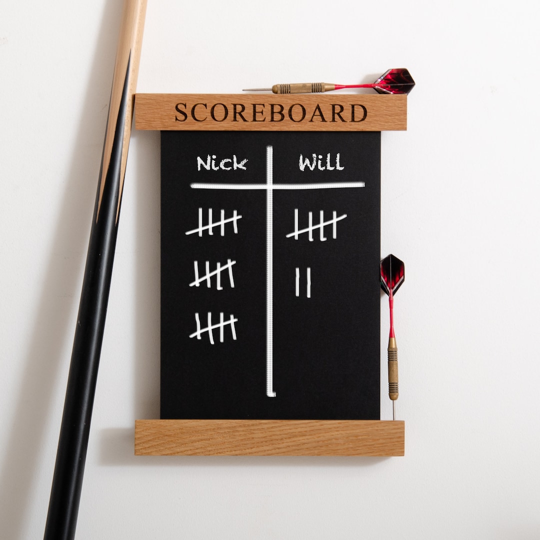 Personalised Chalkboard Wooden Scoreboard Games Room Chalkboard ...