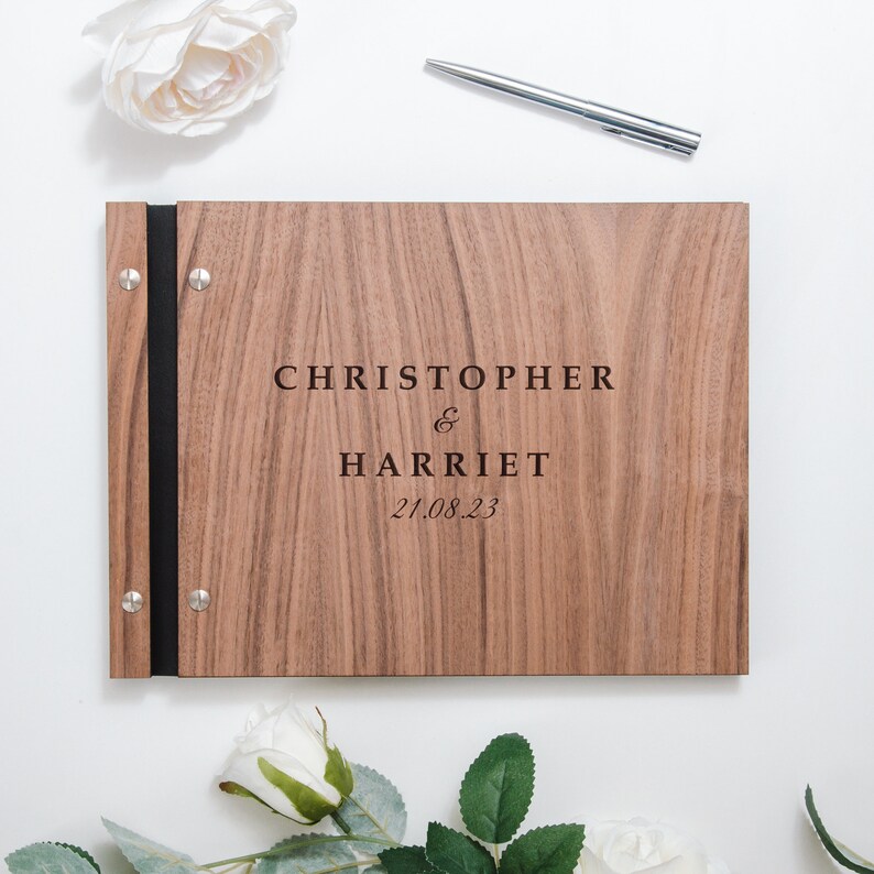 Personalized Oak Guest Book, A4 Wooden Wedding Guestbook - Etsy