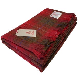 Harris Tweed Winterberry Tartan - Luxury Large Pure Wool Throw Blanket ...