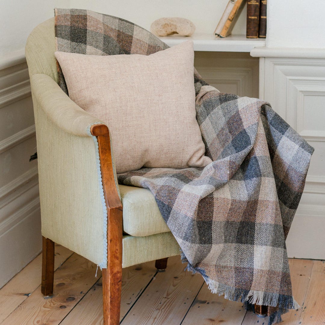 Harris Tweed Tarbert Herringbone - Luxury Large Pure Wool Throw Blanket ...