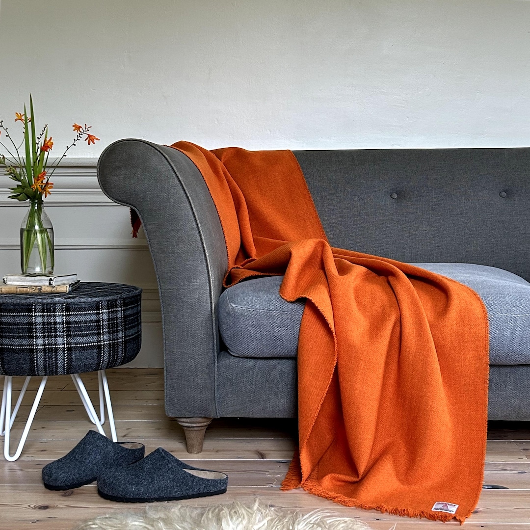 Harris Tweed Clementine - Luxury Pure Wool Wrap Blanket - 75x200cm ...