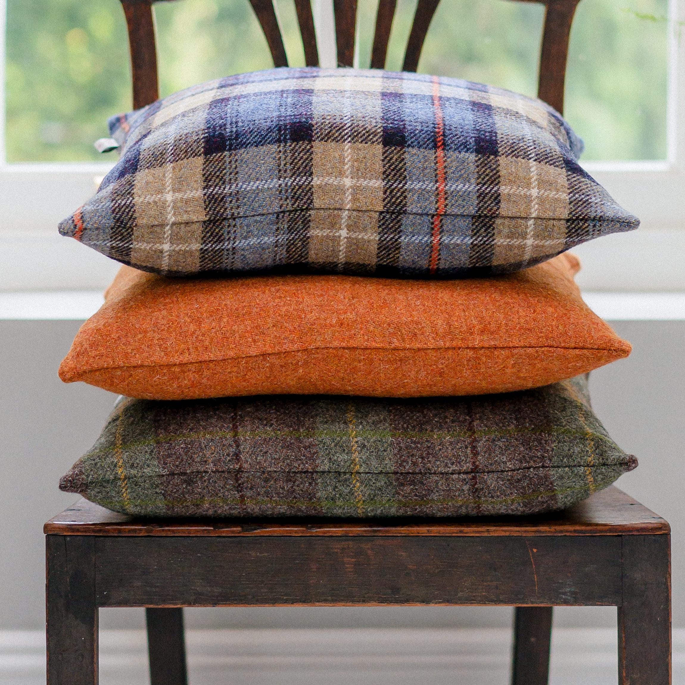 Harris Tweed Terracotta - 45cm/18" Square Cushion Cover With Duck ...