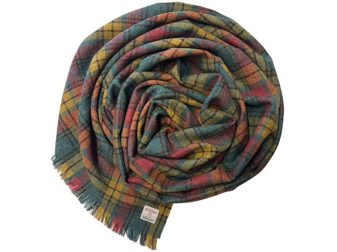 Harris Tweed Stornoway Tartan Luxury Pure Wool Wrap Blanket 75x200cm ...