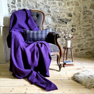 Harris Tweed Thistle - Luxury Large Pure Wool Throw Blanket - 150x200cm ...