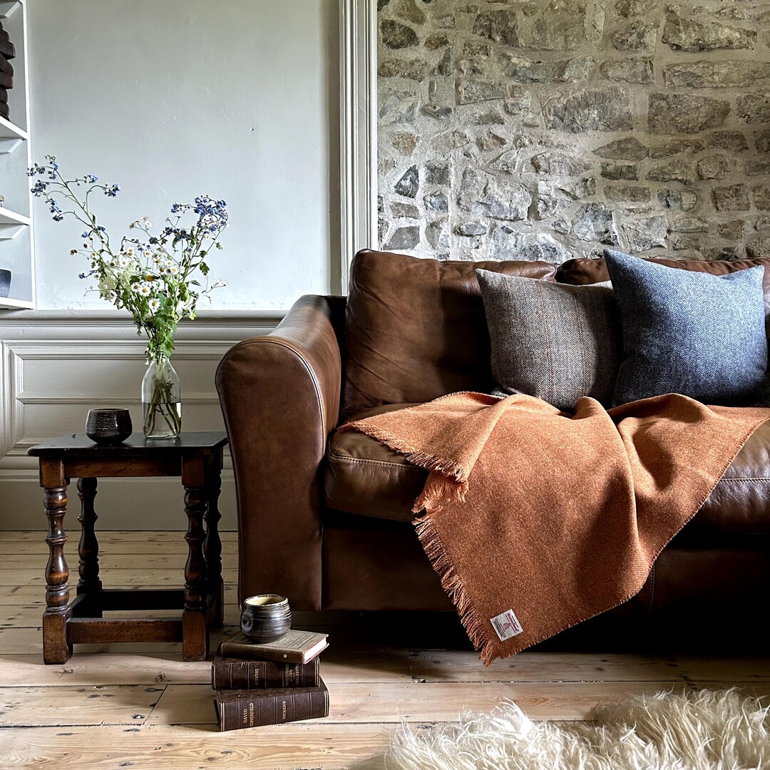 Harris Tweed Terracotta - Luxury Pure Wool Lap Blanket - 75x100cm/30x39 ...