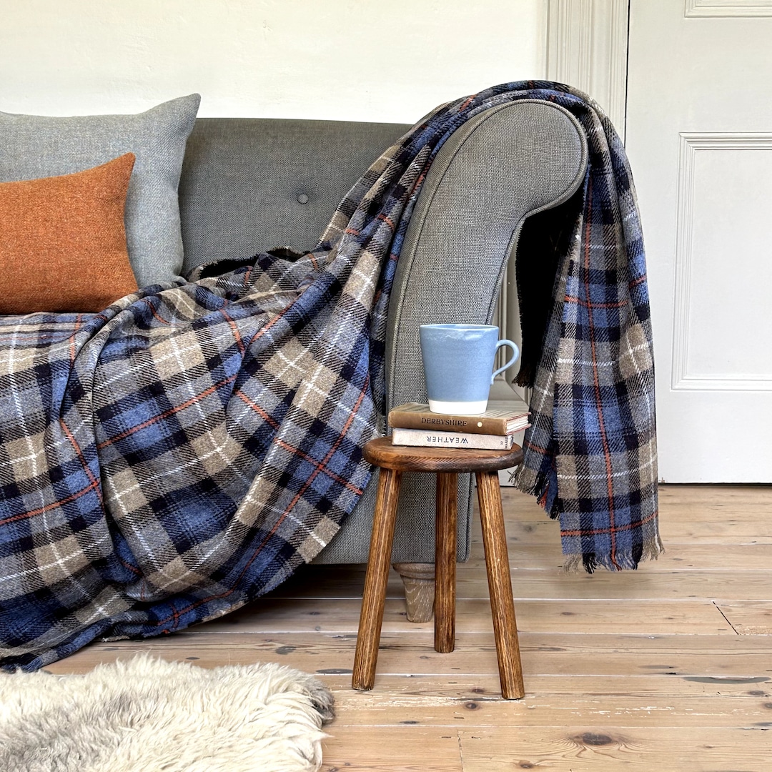 Harris Tweed Mackenzie Tartan - Luxury Large Pure Wool Throw Blanket ...