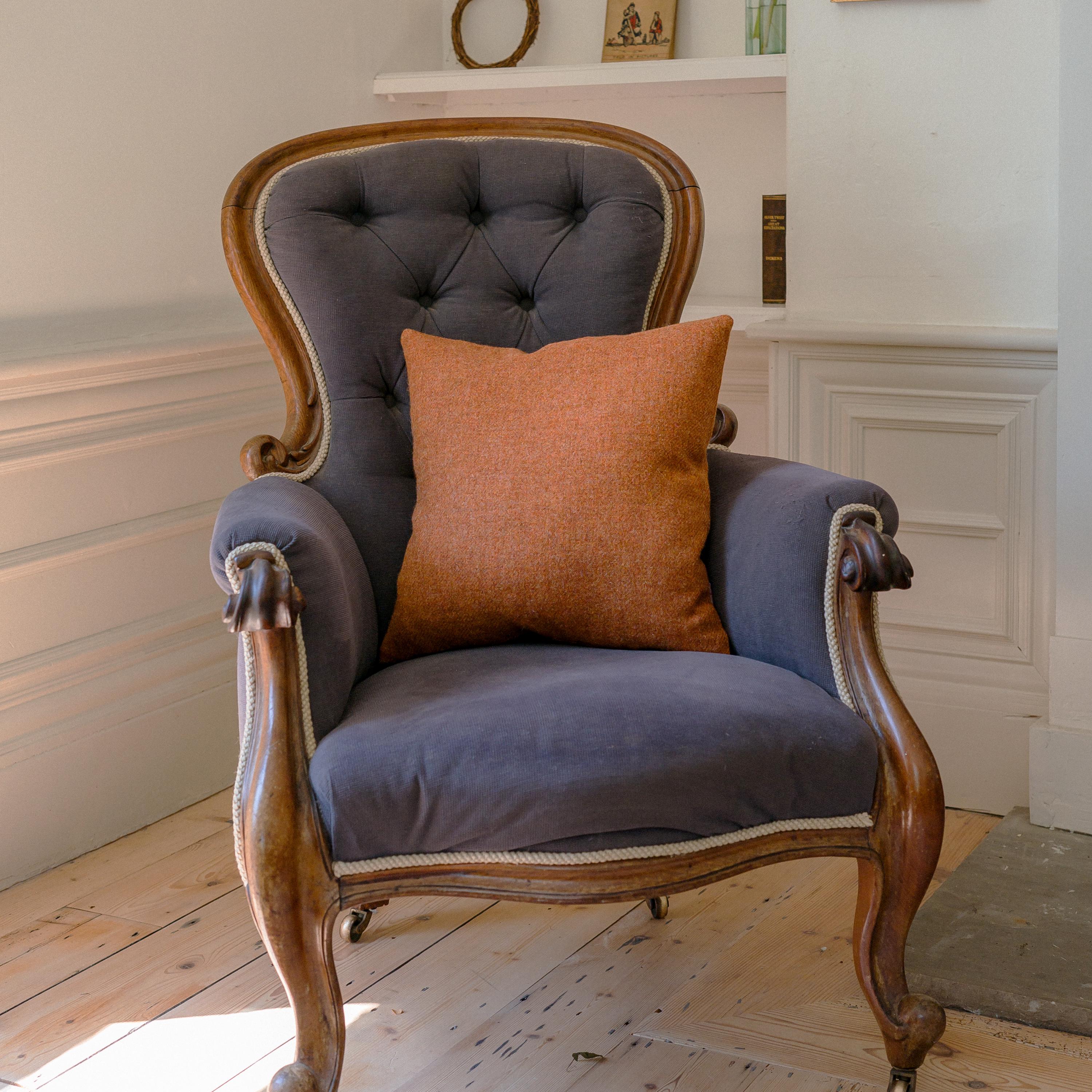 Harris Tweed Terracotta - 45cm/18" Square Cushion Cover With Duck ...