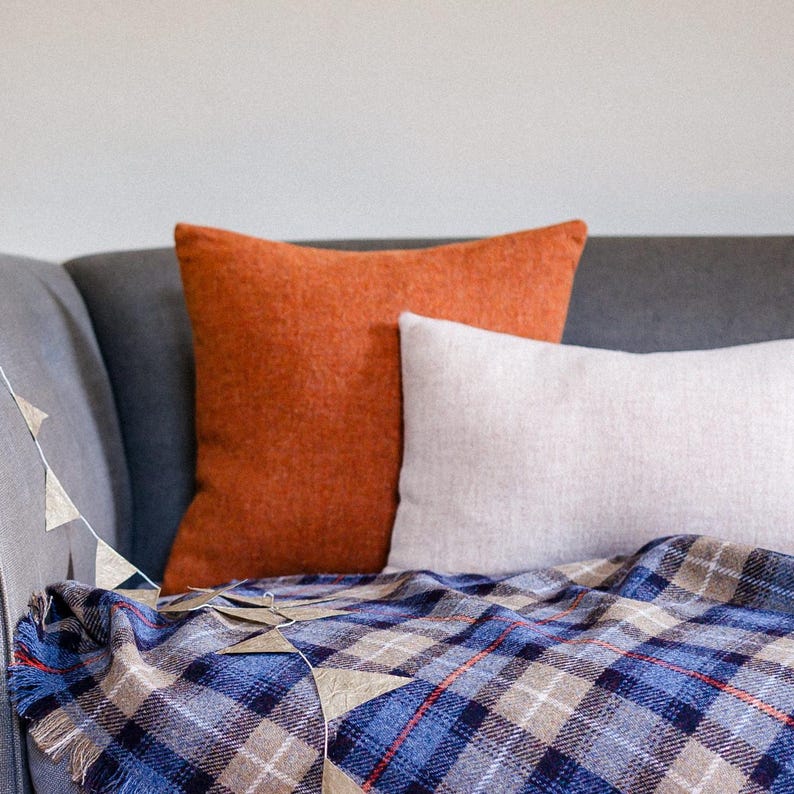 Harris Tweed Terracotta - 45cm/18" Square Cushion Cover With Duck ...
