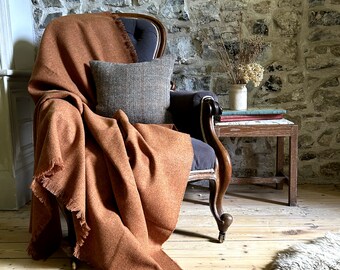 Harris Tweed Oatmeal Luxury Large Pure Wool Throw Blanket 150x200cm ...