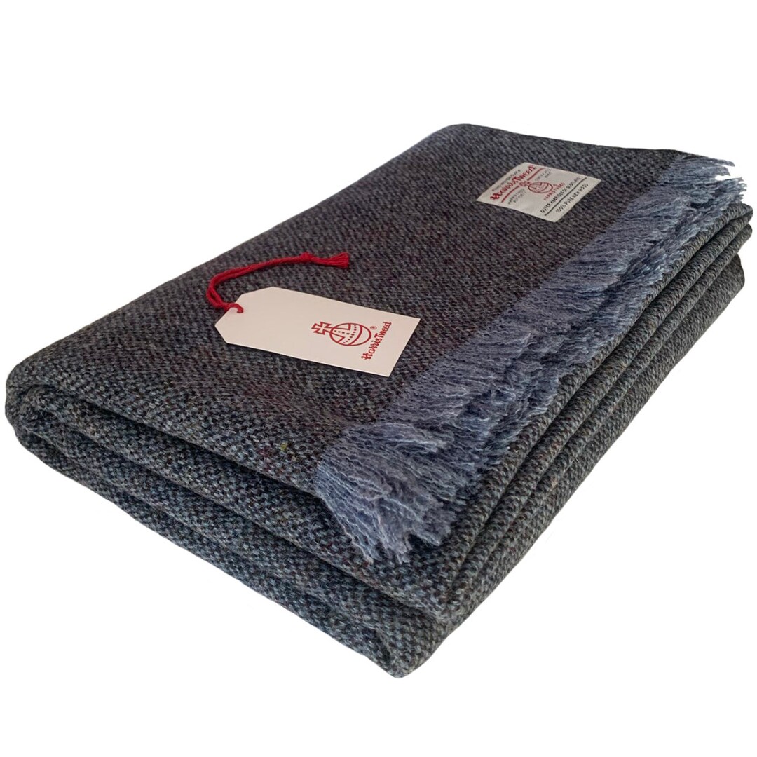 Harris Tweed Luxury Blue Barleycorn Extra Large Throw Blanket 150 X ...