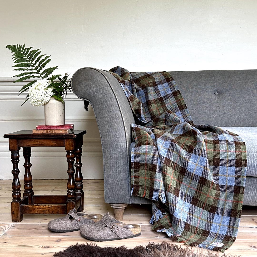 Harris Tweed Macleod Tartan - Luxury Pure Wool Wrap Blanket - 75x200cm ...