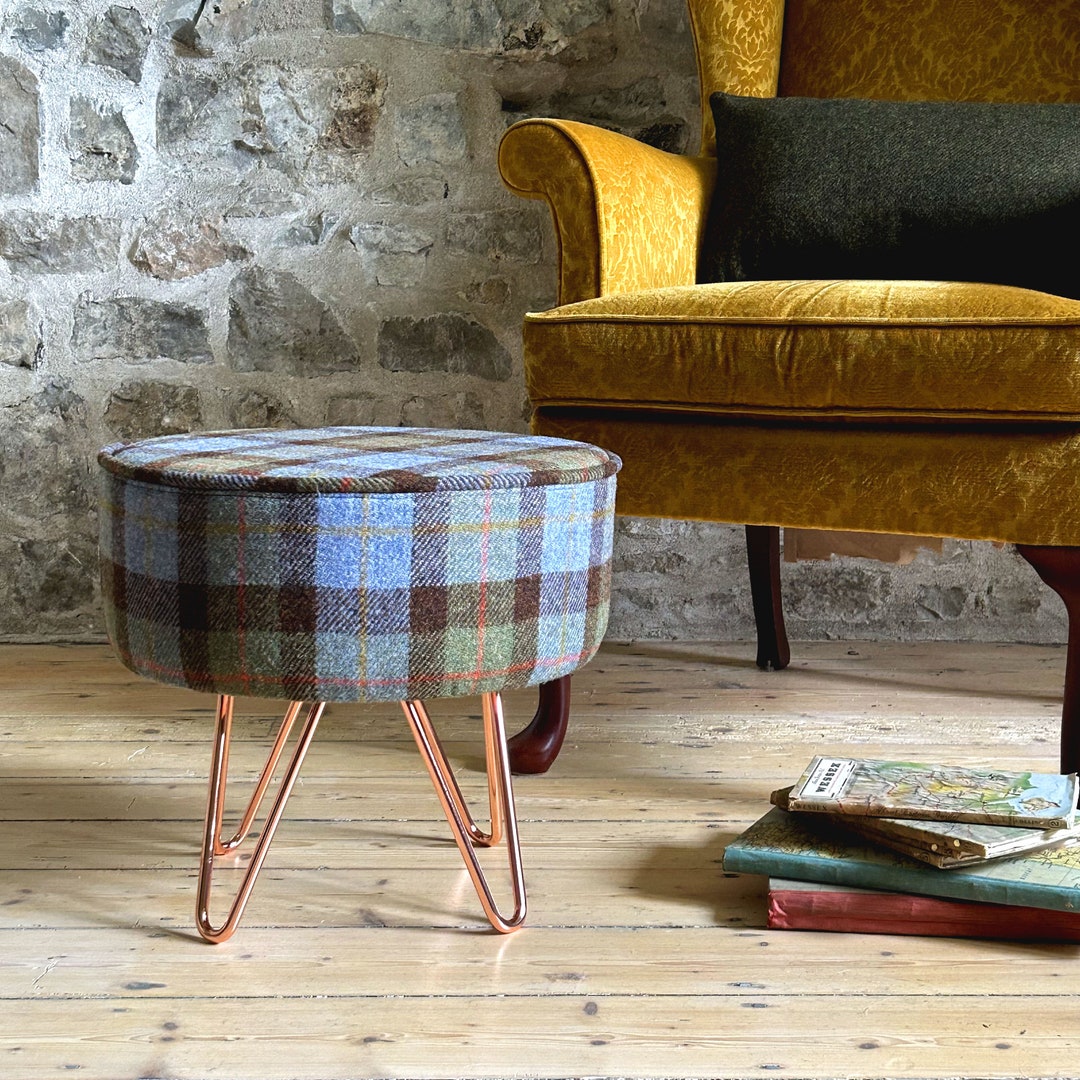 Harris Tweed Macleod Tartan Footstool With Steel Hairpin Legs - Etsy