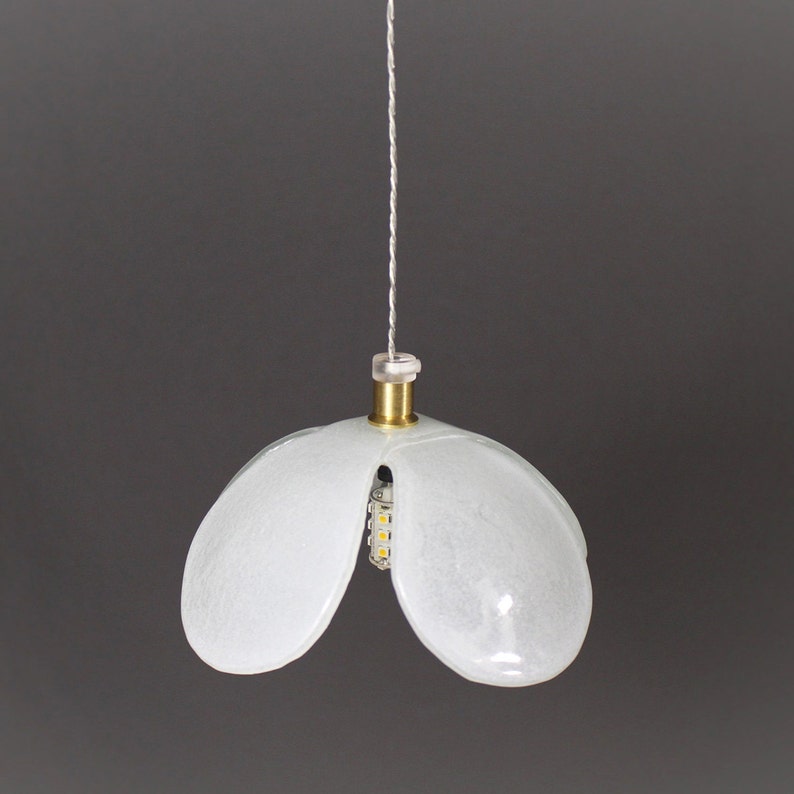 Glass pendant light flower white. Chandelier lighting | Etsy