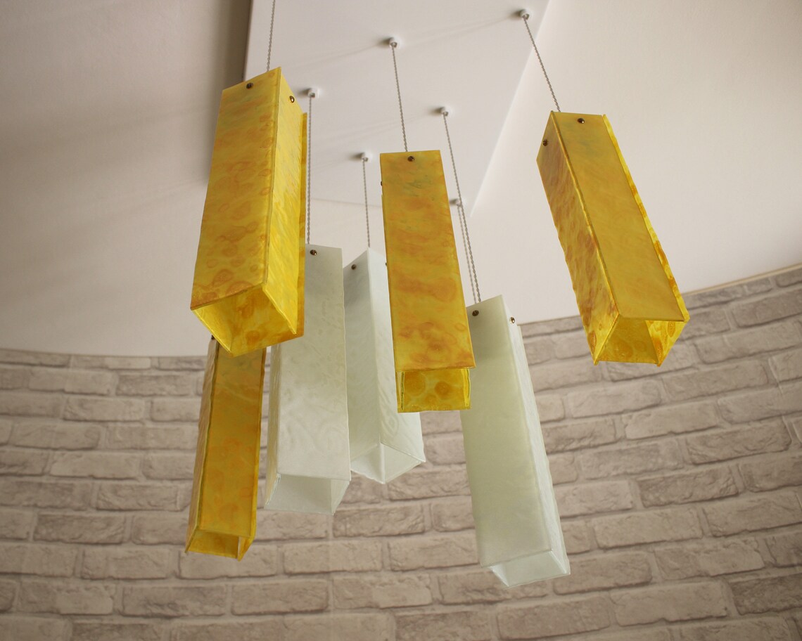 Fused Glass Pendant Lights in Orgnanic-warm Yellow Colors. - Etsy