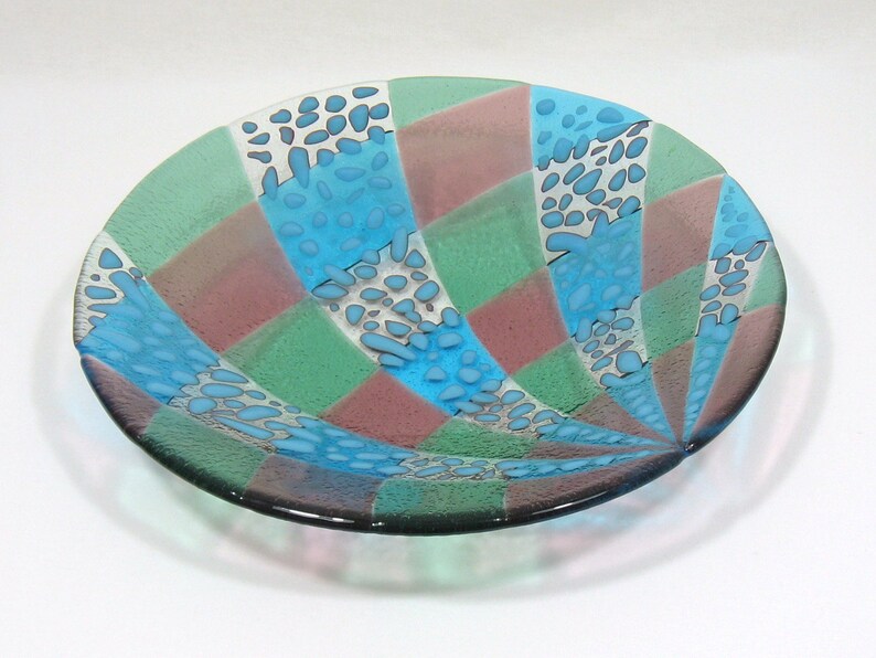 Fused Glass Bowl With Reactive Glass. Sky Blue Green - Etsy