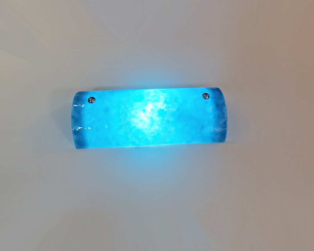 Art Glass Wall Sconce in Sky Blue. Lighting Sconce. Living Room Lights ...