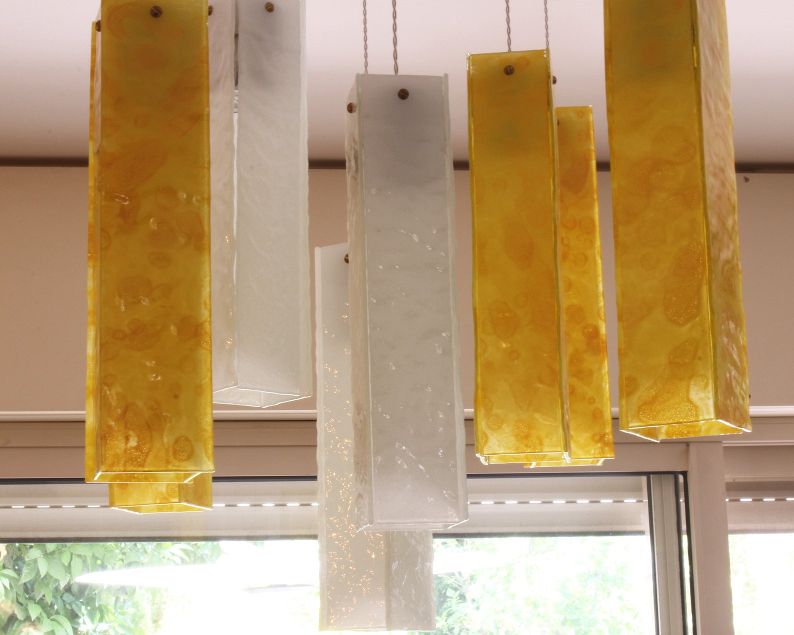 Fused Glass Pendant Lights in Orgnanic-warm Yellow Colors. - Etsy